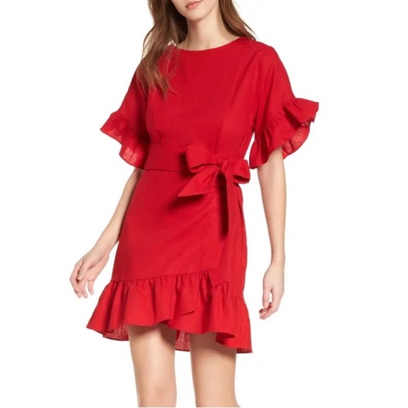 Socialite | Dresses | Socialite Red Linen Wrap Dress | Poshmark